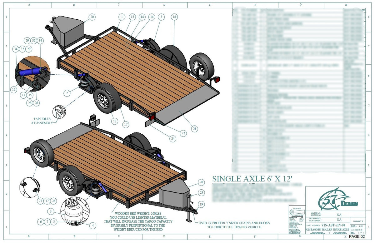 Air Bagged Trailer Plans with DXF files, Single AND Double axles all i ...